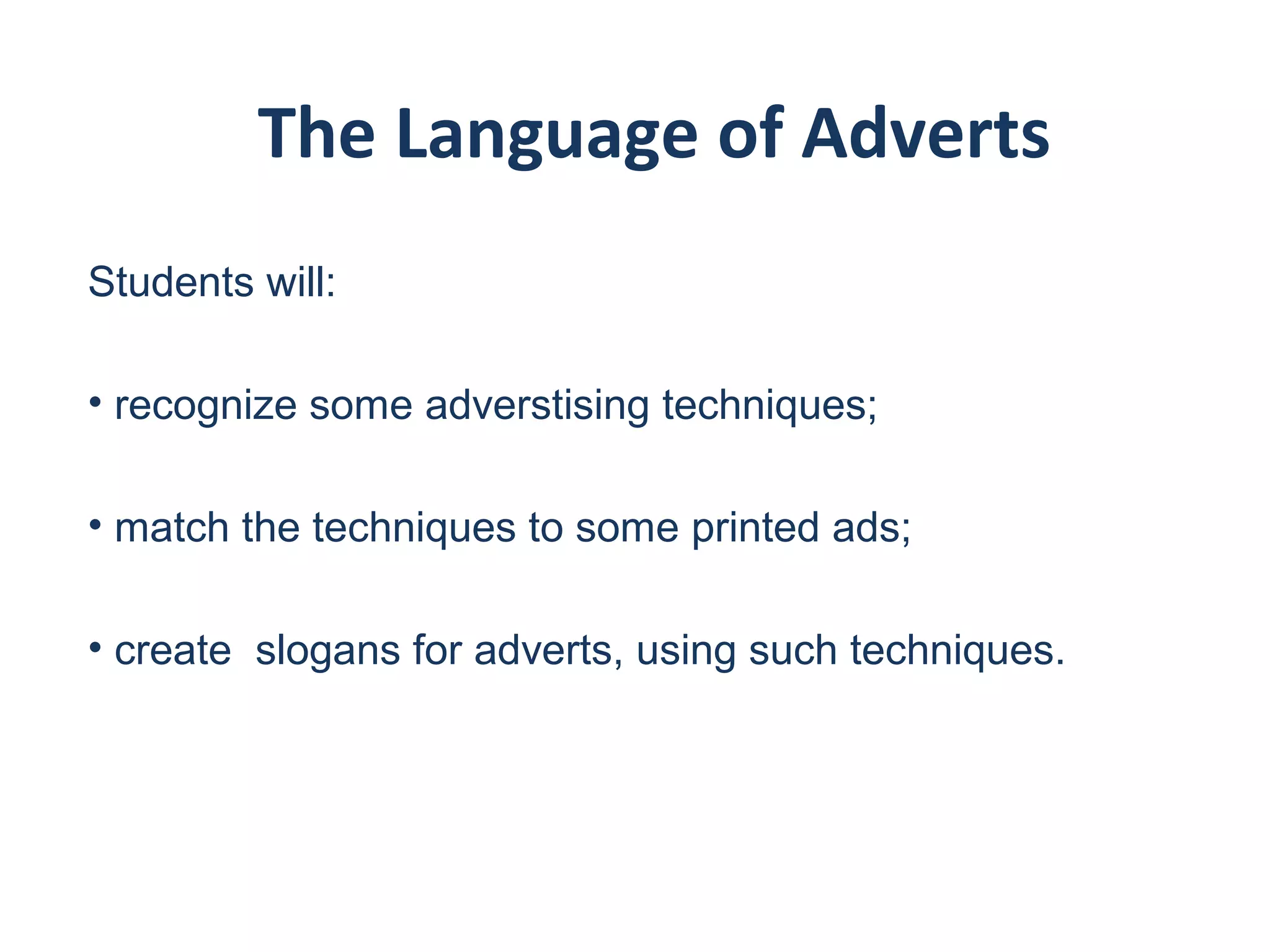 Linguagem da propaganda/ Language in Advertising | PPT