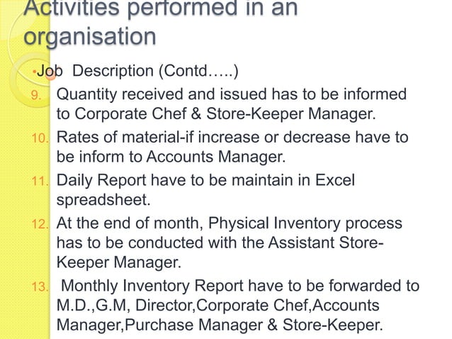 Activities performed in an organisation | PPTX