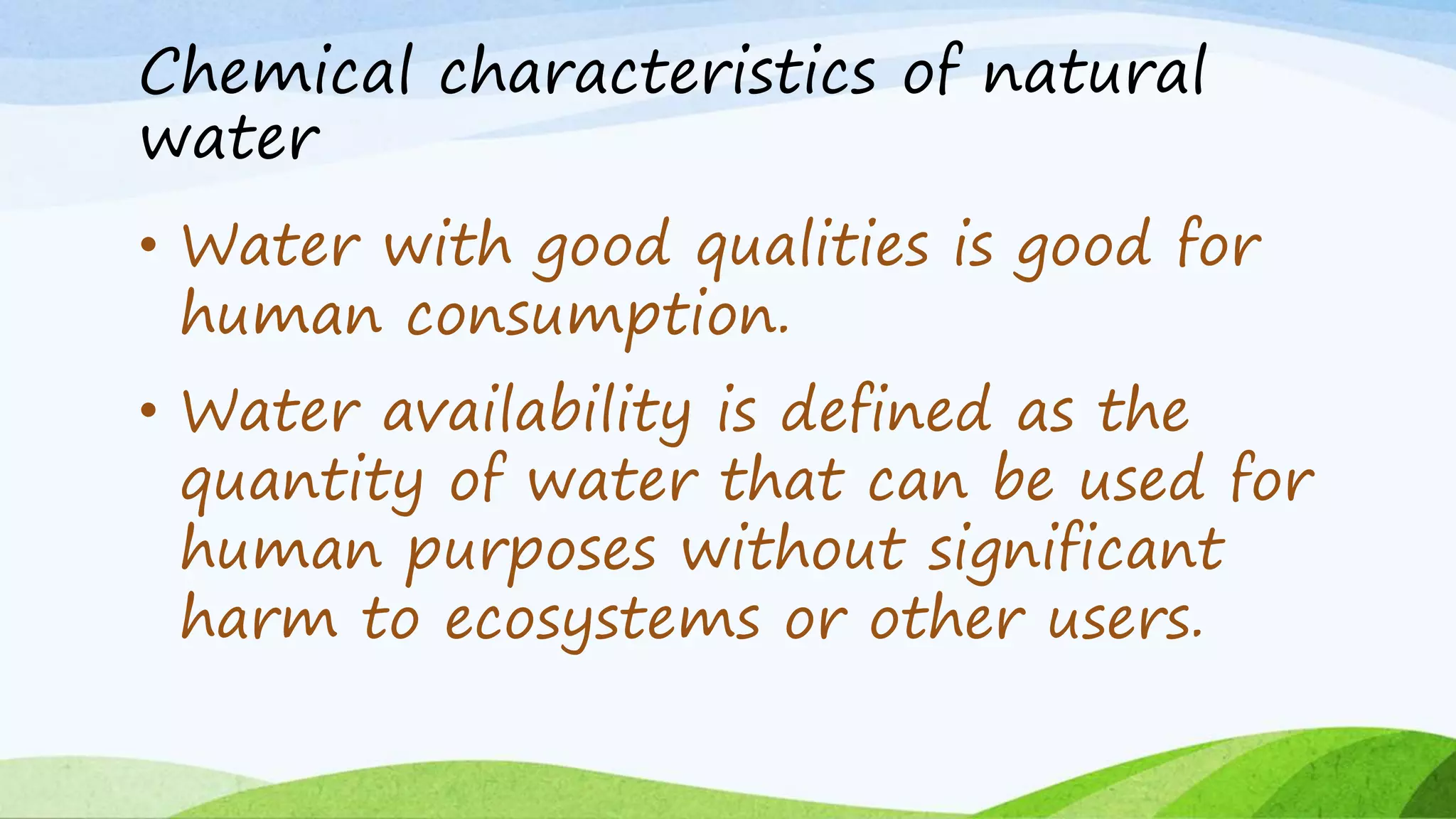 Activities that Affect the Quality and Availability of Water for Human ...