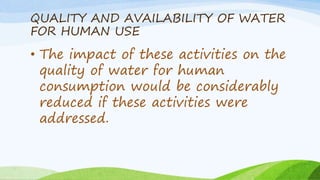 Activities that Affect the Quality and Availability of Water for Human ...