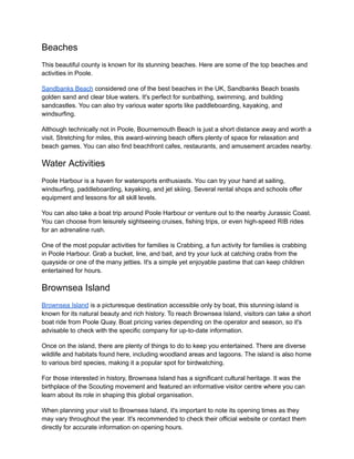 Activities To Do In And Around Poole, Dorset | PDF