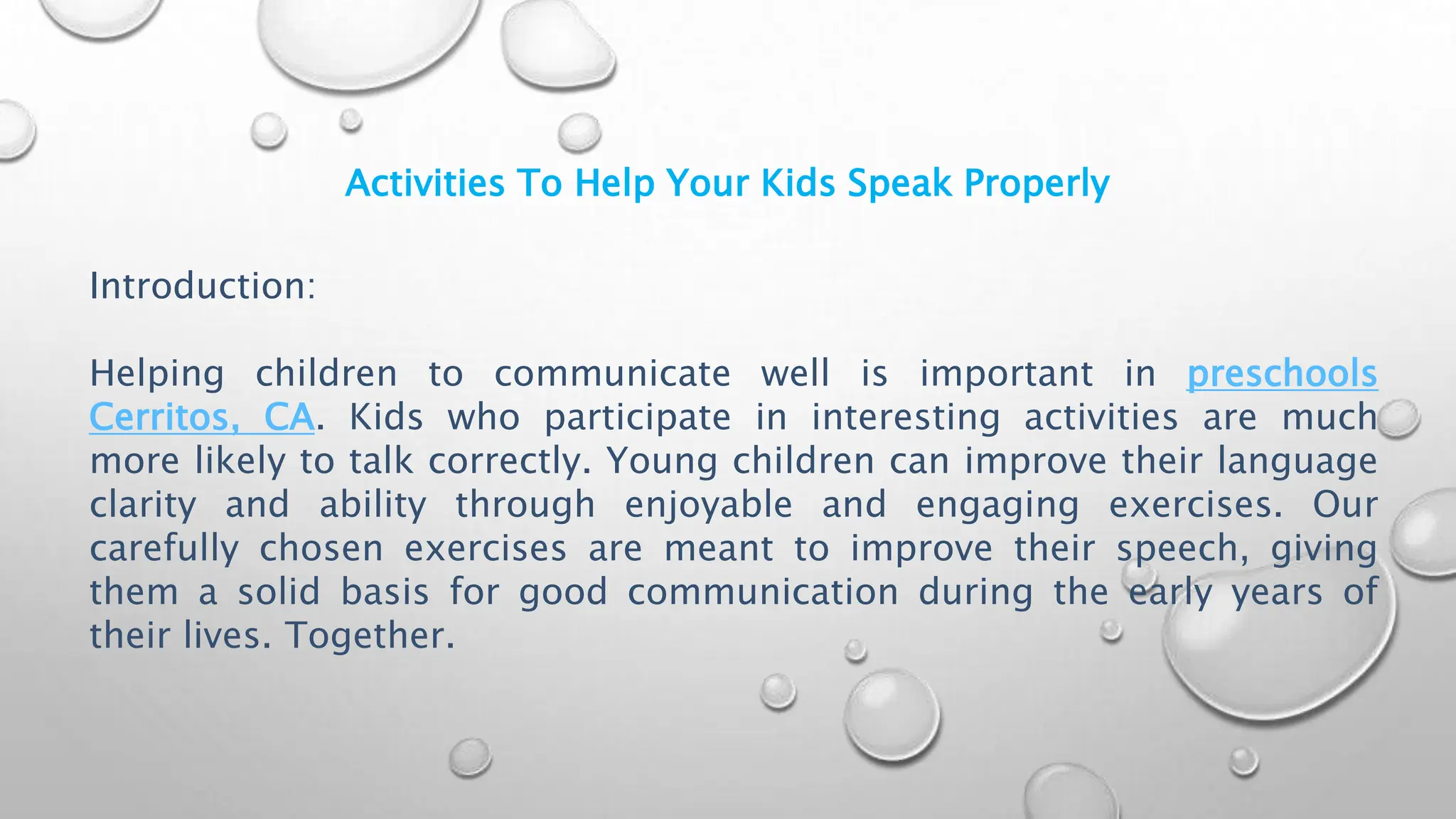 Activities To Help Your Kids Speak Properly | PPT