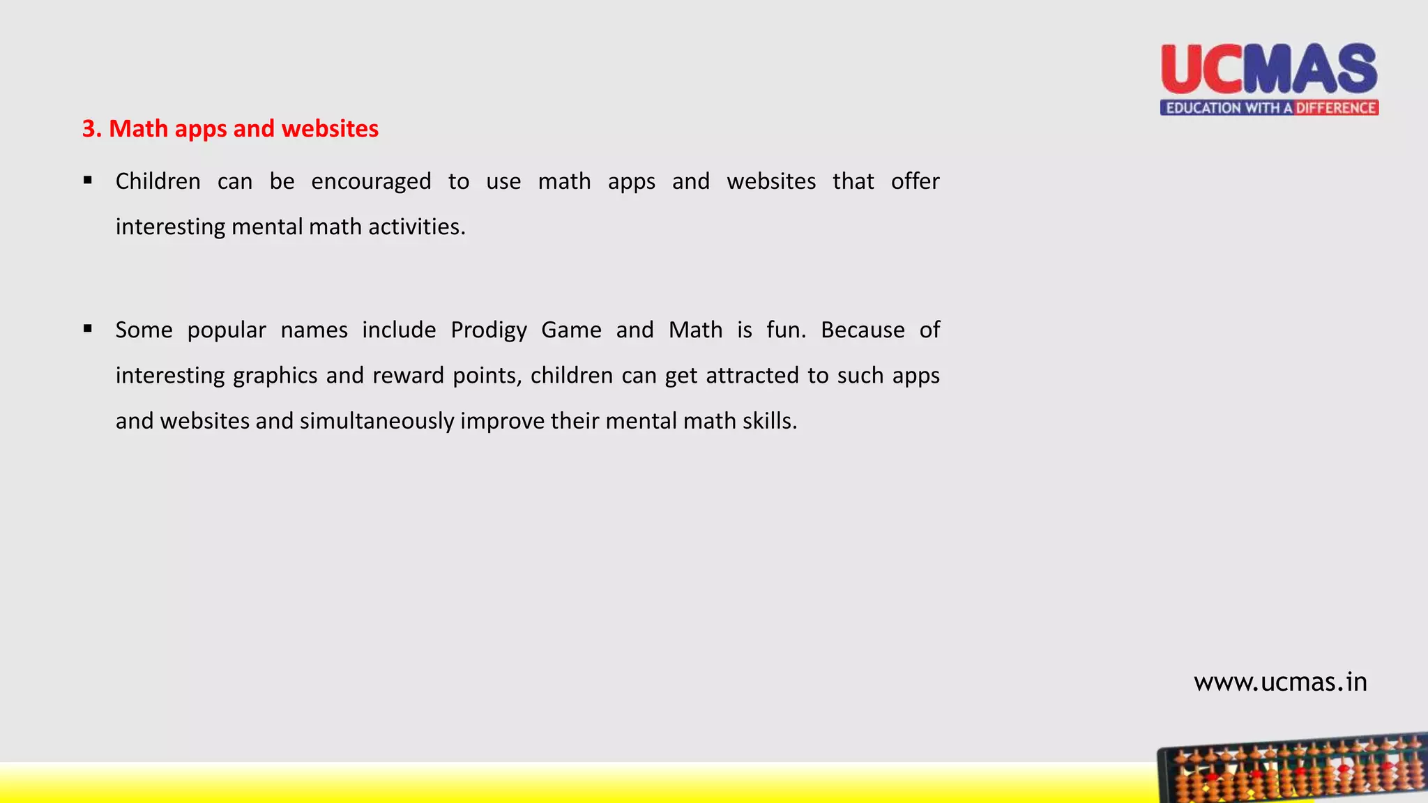 Activities to Increase Mental Math Skills of a Child | PPTX