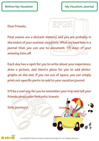 Vacation Journal for Kids – Mocomi.com