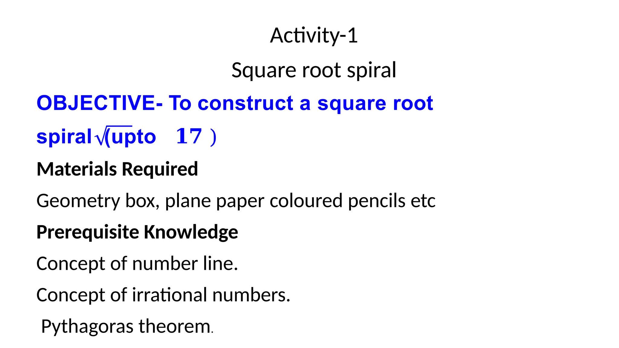 ACTIVITY-1 (1).pptx square root spiral math class 9 chap1 | PPTX