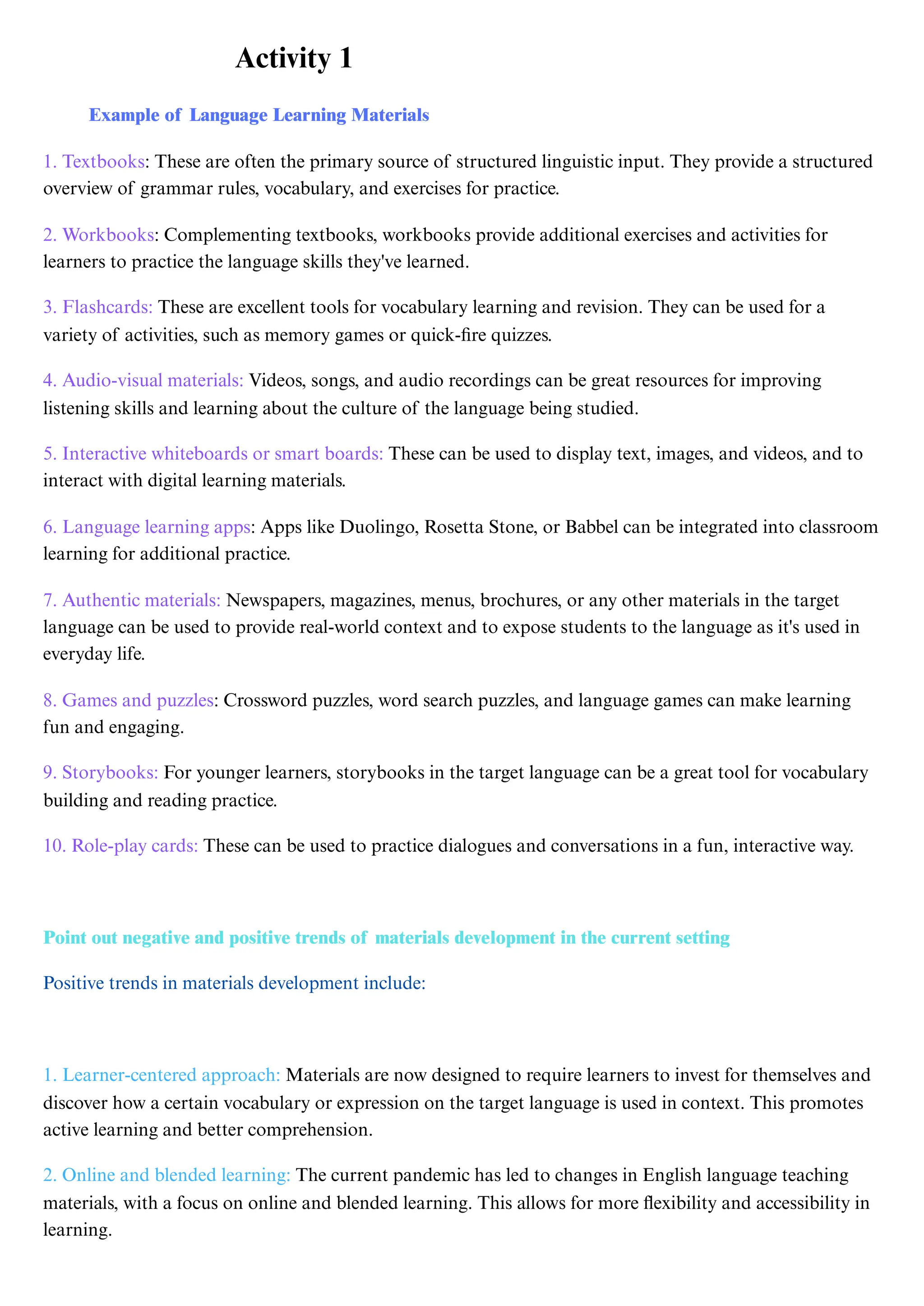 activity for english language learning material | PDF | Education