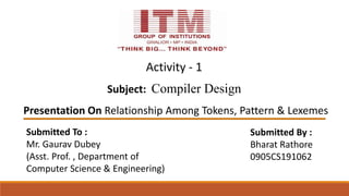 Relationship Among Token, Lexeme & Pattern | PPTX