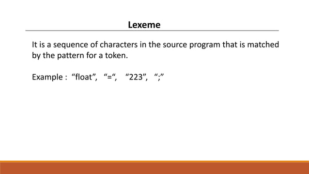 Relationship Among Token, Lexeme & Pattern | PPTX