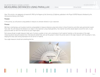 Lesson 1.4 Activity: Measuring Distances Using Parallax | PDF
