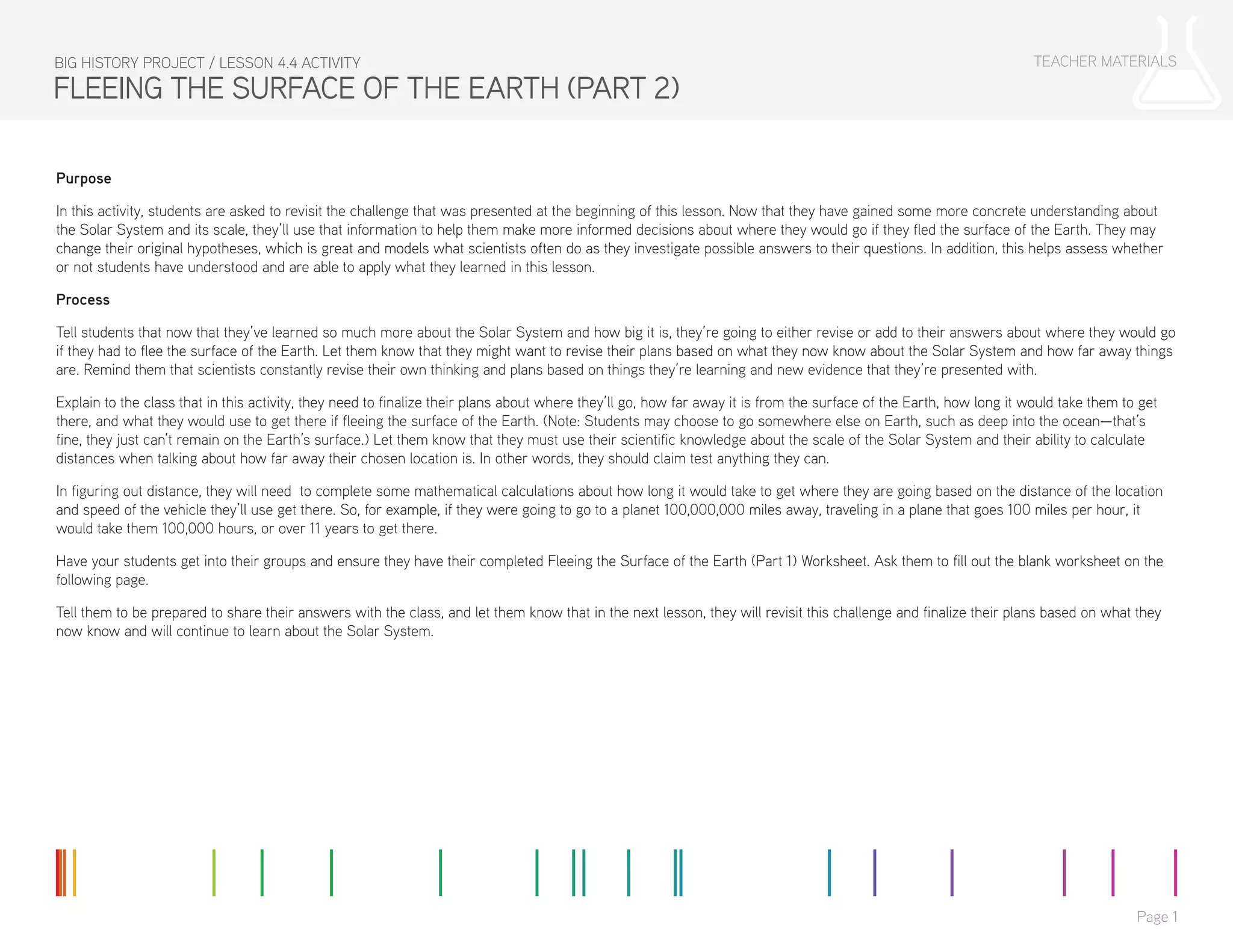 Lesson 4.4 Activity: Fleeing the Surface of the Earth (Part 2) | PDF