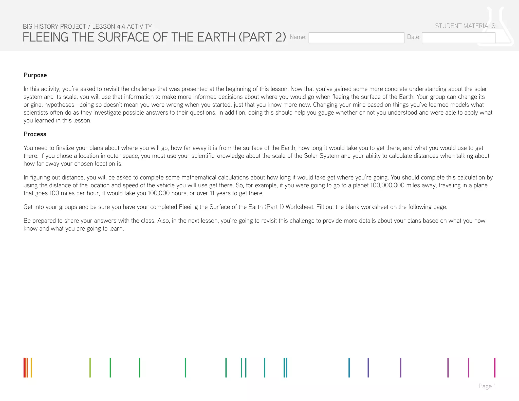 Lesson 4.4 Activity: Fleeing the Surface of the Earth (Part 2) | PDF