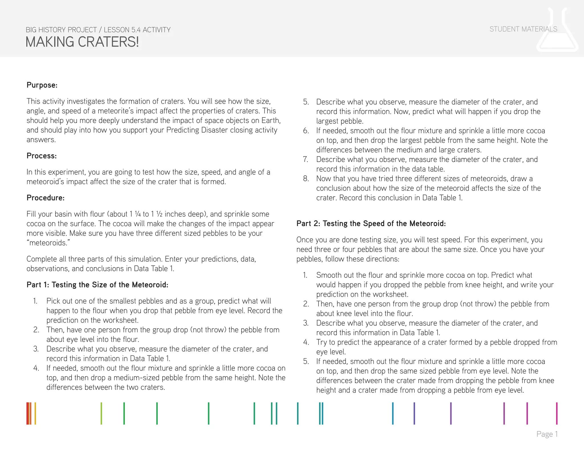 Lesson 5.4 Activity: Making Craters! | PDF