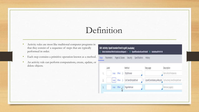 PEGA Activity and Its Methods | PPTX