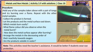 Metals and Non metals - Activities with solution | class X | PPTX