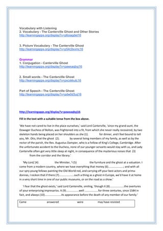Activity bank for canterville ghost | PDF