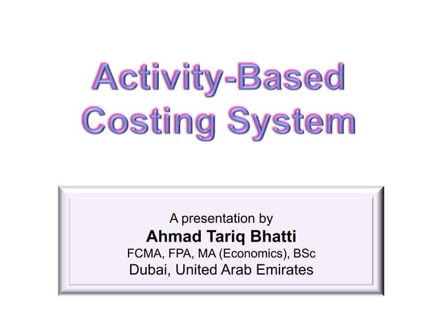 Activity-Based Costing System | PPTX