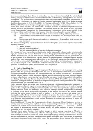 Activity based learning strategies in the mathematics classrooms | PDF