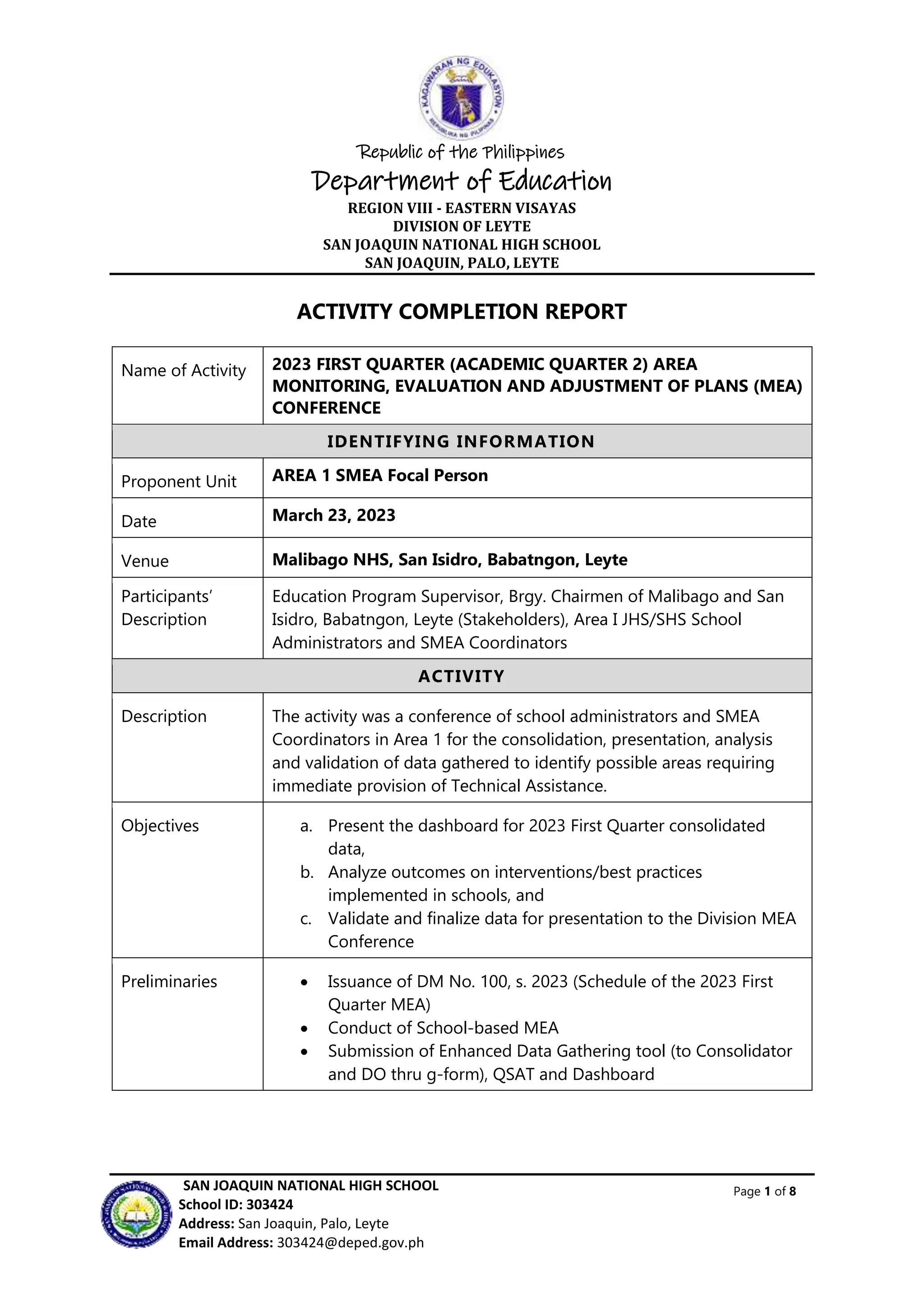 ACTIVITY-COMPLETION-REPORT of an activity conducted | DOCX