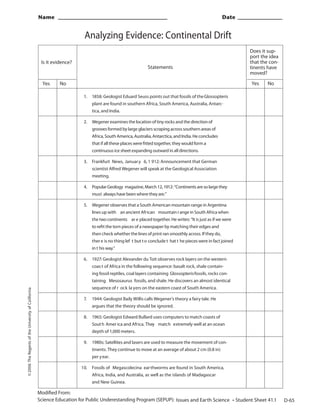 Activity continentaldrift | PDF