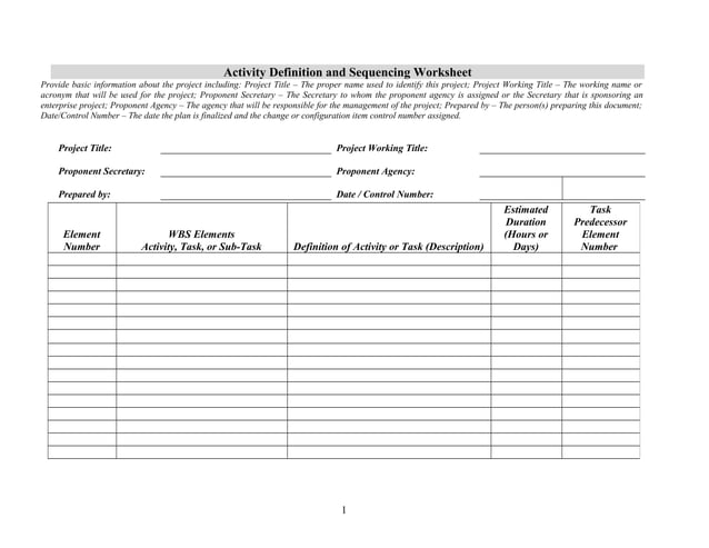 Activity definition-and-sequencing-worksheet-1.2 | PPT