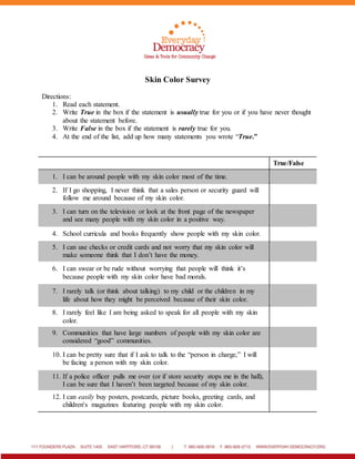 Activity to Explore the Impact of Skin Color | DOCX