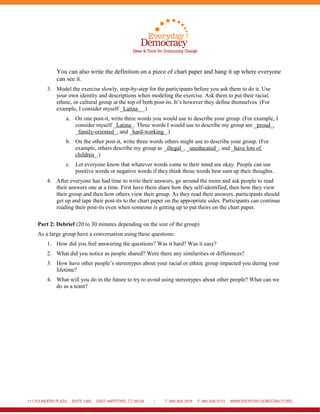 Activity to Explore the Impact of Stereotypes | DOC