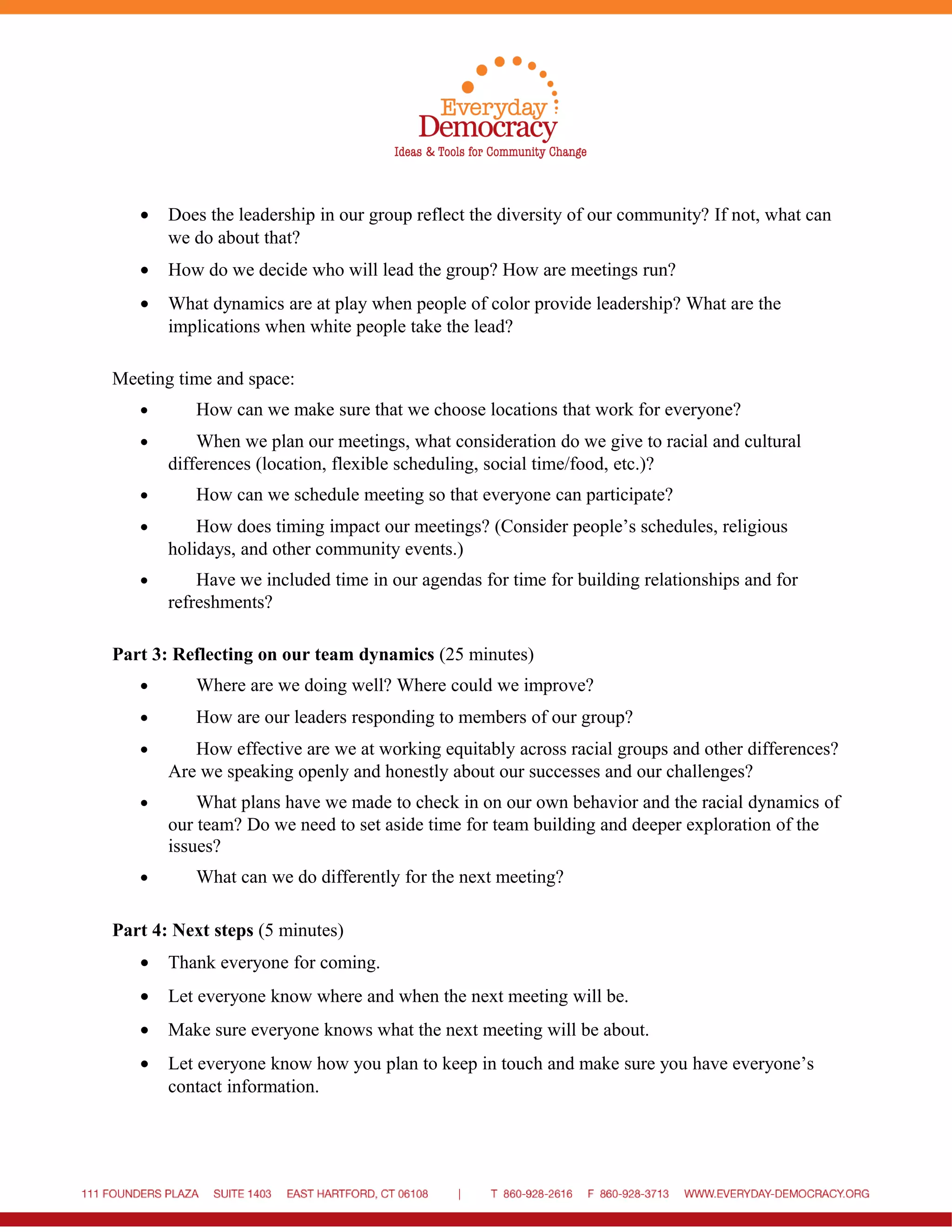 Activity for Incorporating a Racial Equity Lens in Facilitation | DOC