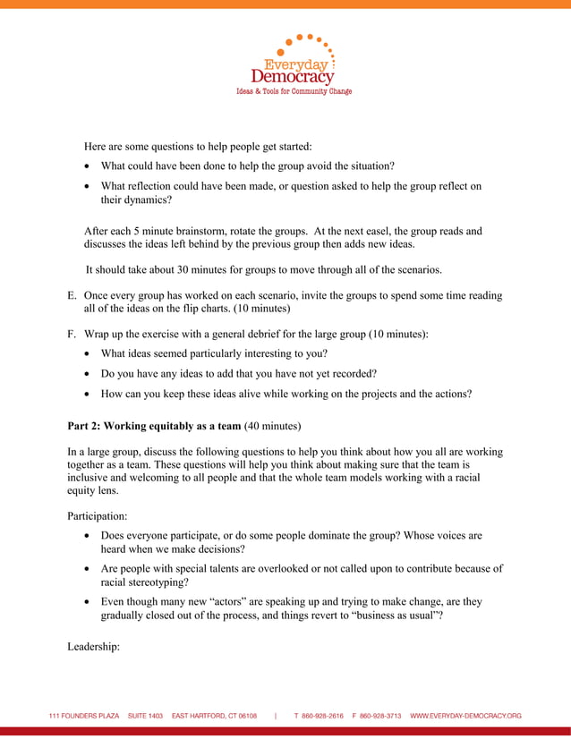 Activity for Incorporating a Racial Equity Lens in Facilitation | PDF