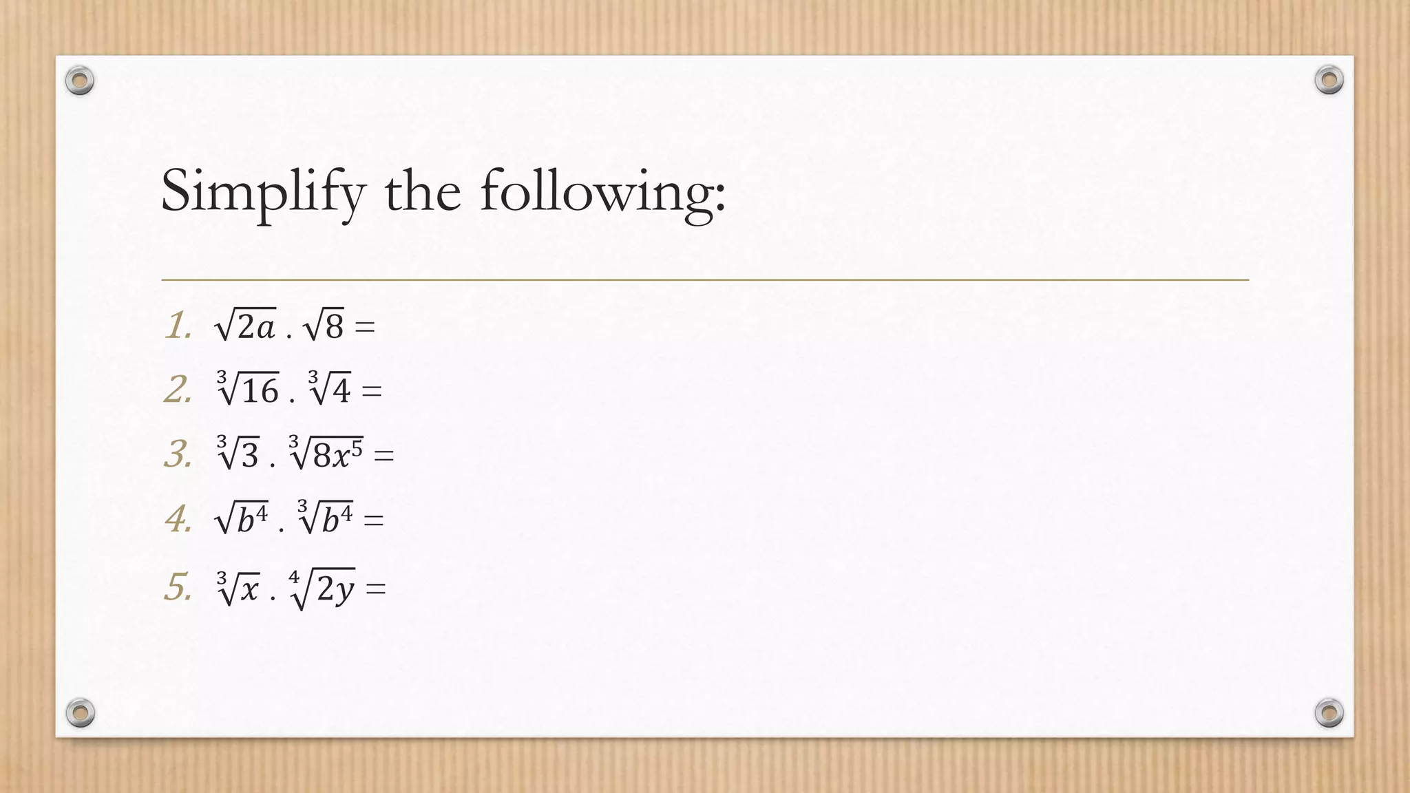 Activity multiplication of radicals | PPTX