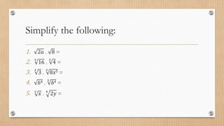 Activity multiplication of radicals | PPTX