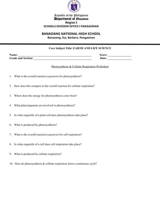 ACTIVITY-SHEET-5-ELS. earth and life science | DOCX