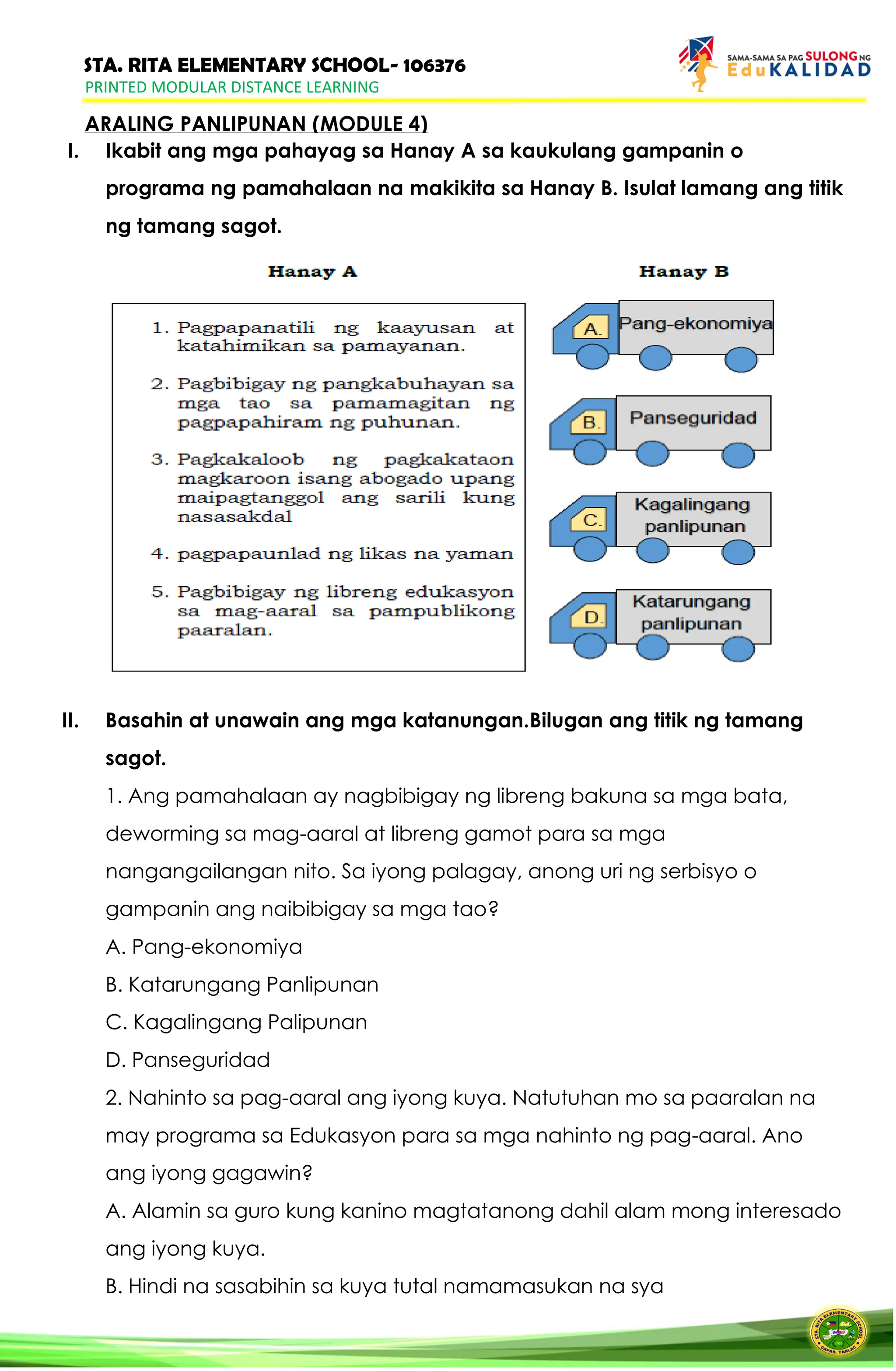 ACTIVITY-SHEET MODULE 1, QUARTER 3 WEEK 4 | PDF