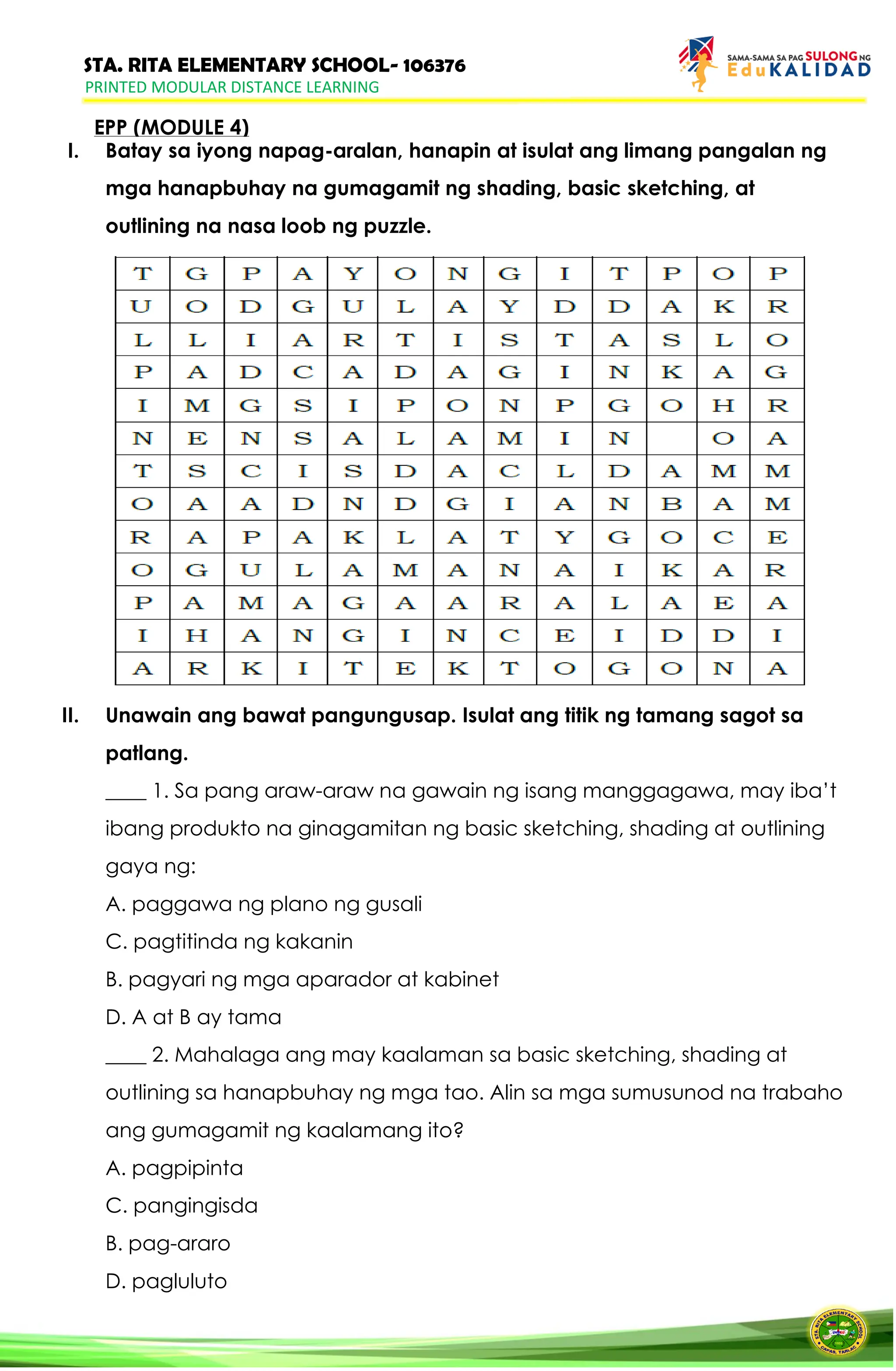 ACTIVITY-SHEET MODULE 1, QUARTER 3 WEEK 4 | PDF