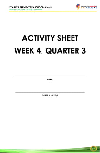 ACTIVITY-SHEET MODULE 1, QUARTER 3 WEEK 4 | PDF