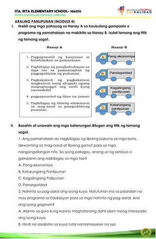 ACTIVITY-SHEET MODULE 1, QUARTER 3 WEEK 4 | PDF