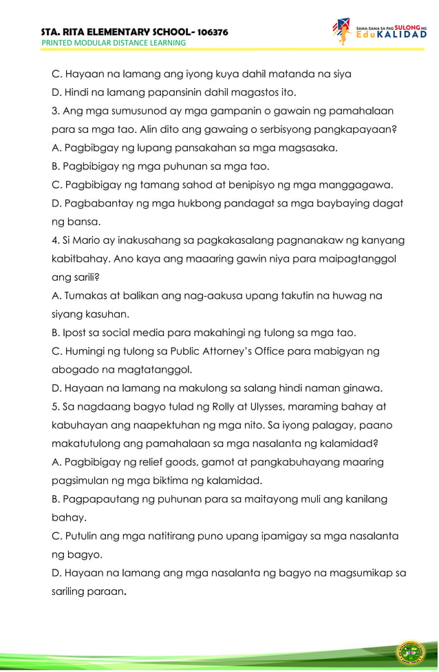 ACTIVITY-SHEET MODULE 1, QUARTER 3 WEEK 4 | PDF