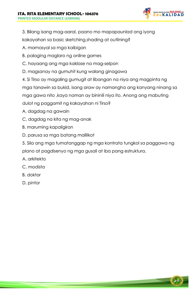 ACTIVITY-SHEET MODULE 1, QUARTER 3 WEEK 4 | PDF