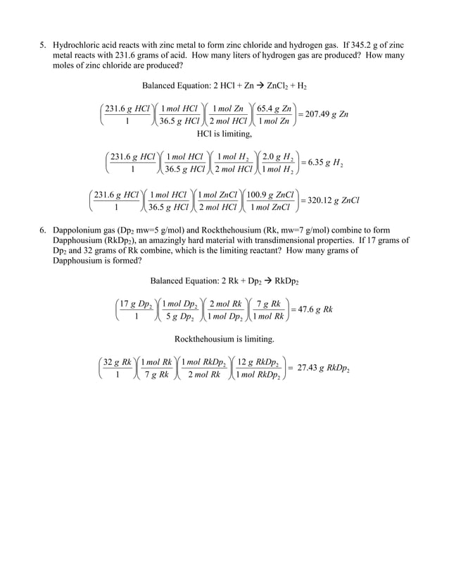 Activity --stoichiometry-word-problems-2-solutions | PDF | Chemistry ...