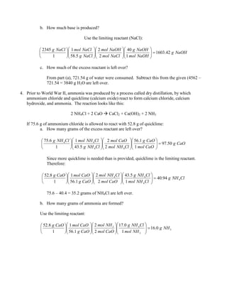 Stoichiometry Problems