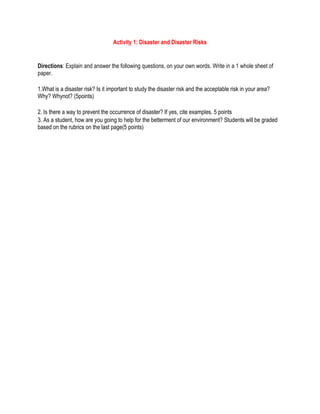 activity 1-G12 DRRR A performance tasks to do | DOCX