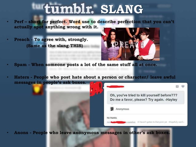 Tumblr Terminology | PPTX | Social Networking | Internet