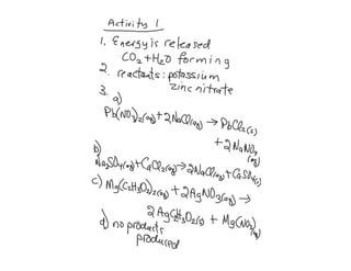 Activity1 Aqueous Reactions | PDF