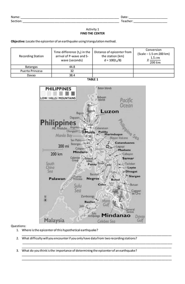 Activity 1 find the center triangulation method | DOCX