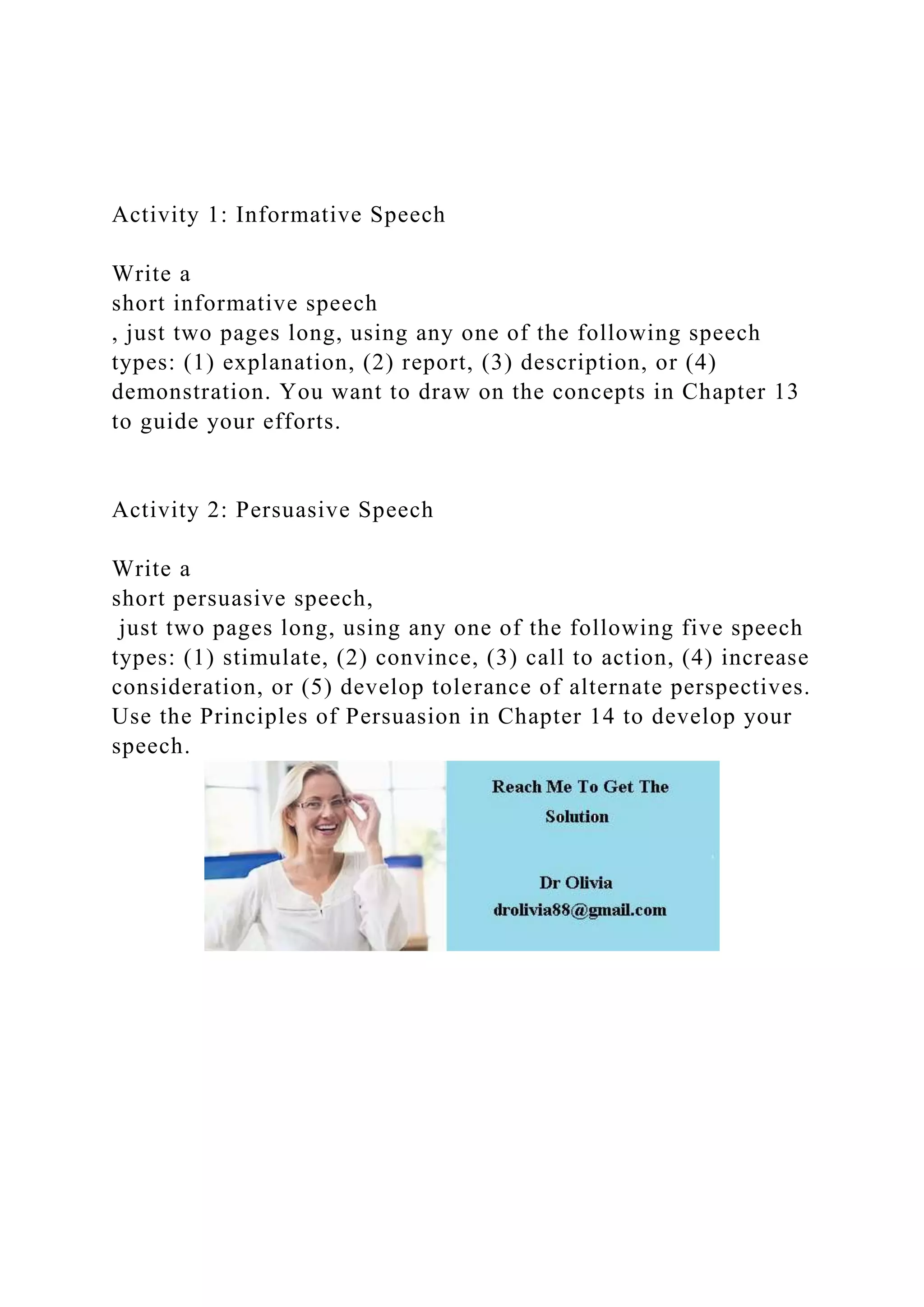Activity 1 Informative SpeechWrite a short informative sp | DOCX