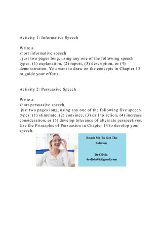 Activity 1 Informative SpeechWrite a short informative sp | DOCX