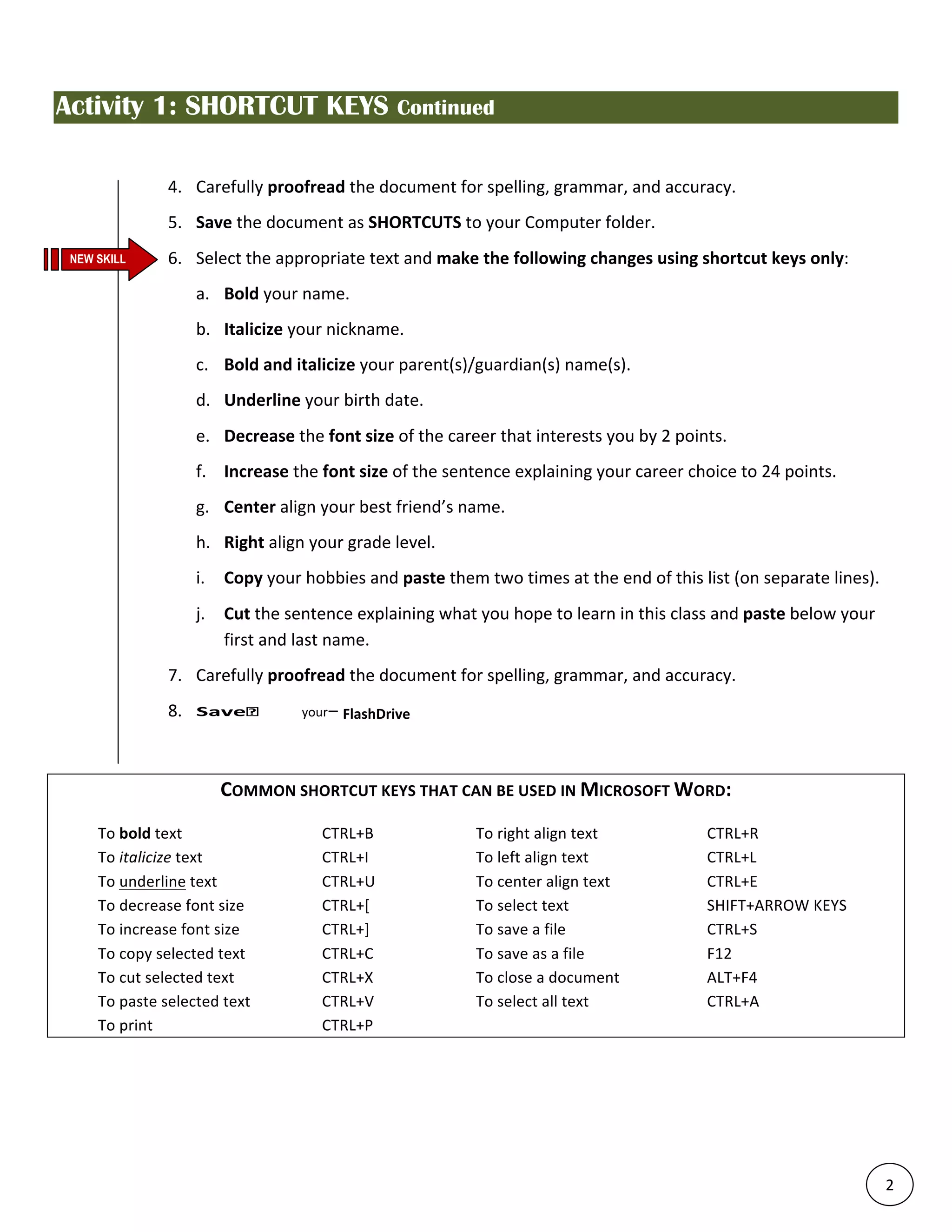 Activity 1 shortcut_keys (1) | PDF