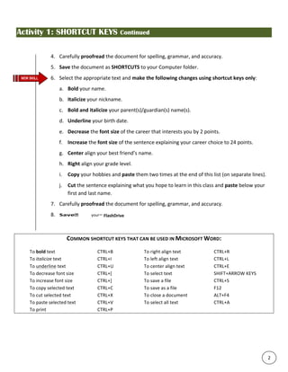 Activity 1 shortcut_keys (1) | PDF