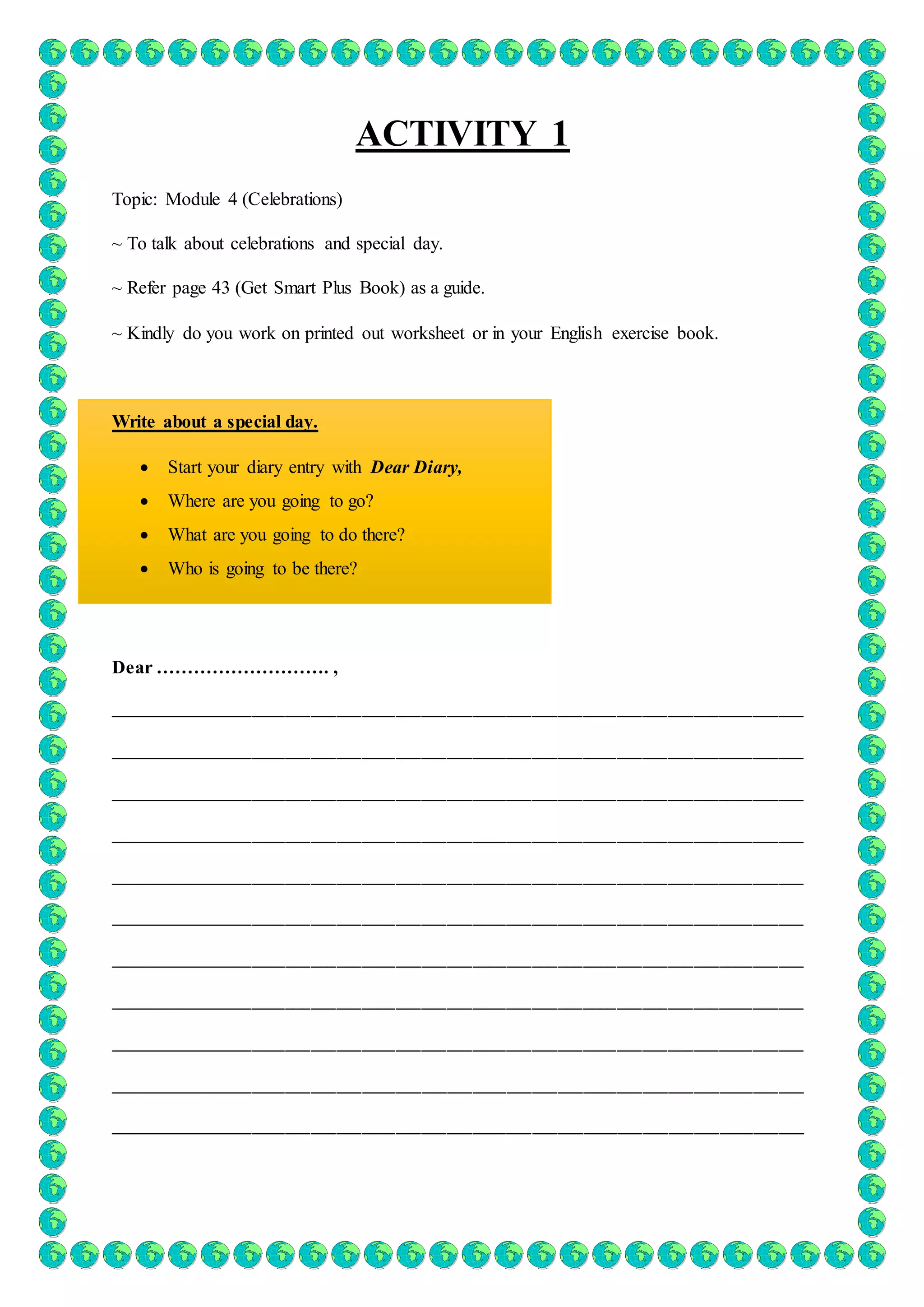 Celebrations : Dear Diary | DOCX