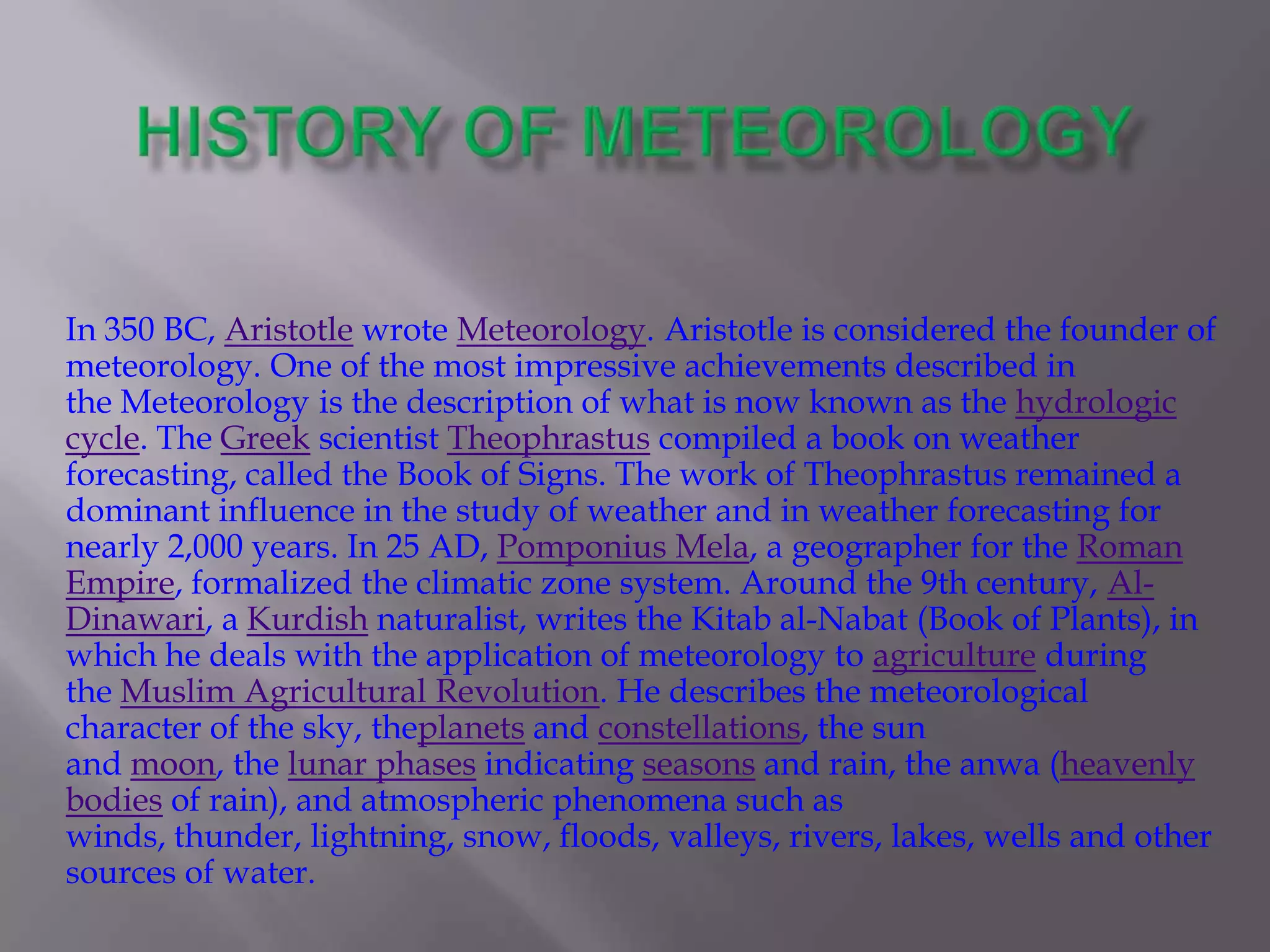 History of Meteorology and Invention of Weather Instruments | PPT