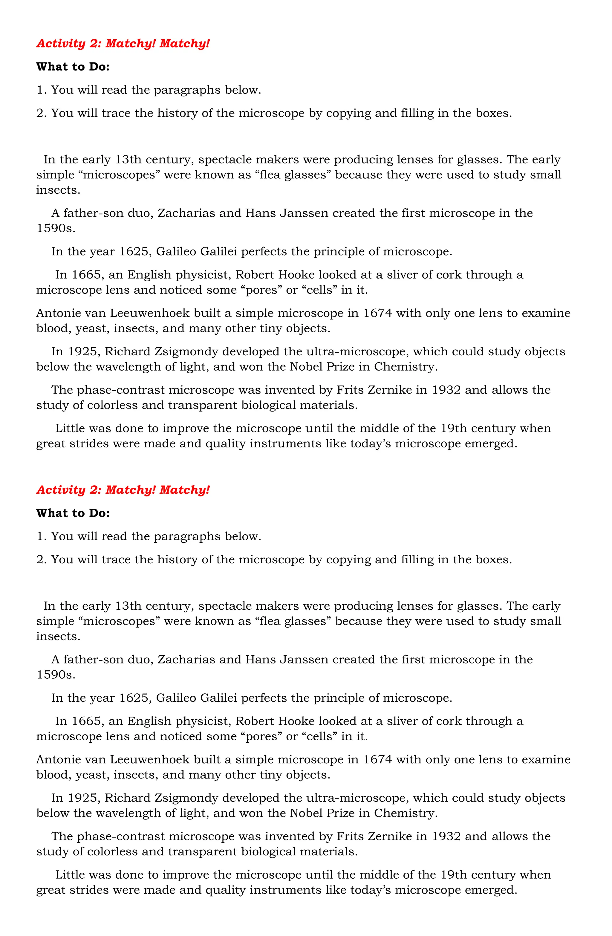 Historical Progression of the Microscope | DOCX